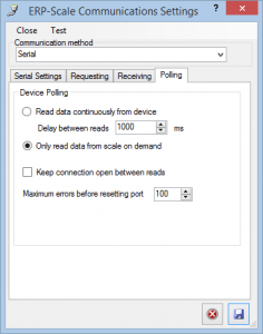 What are the settings for Mettler Toledo PS scales using serial ...